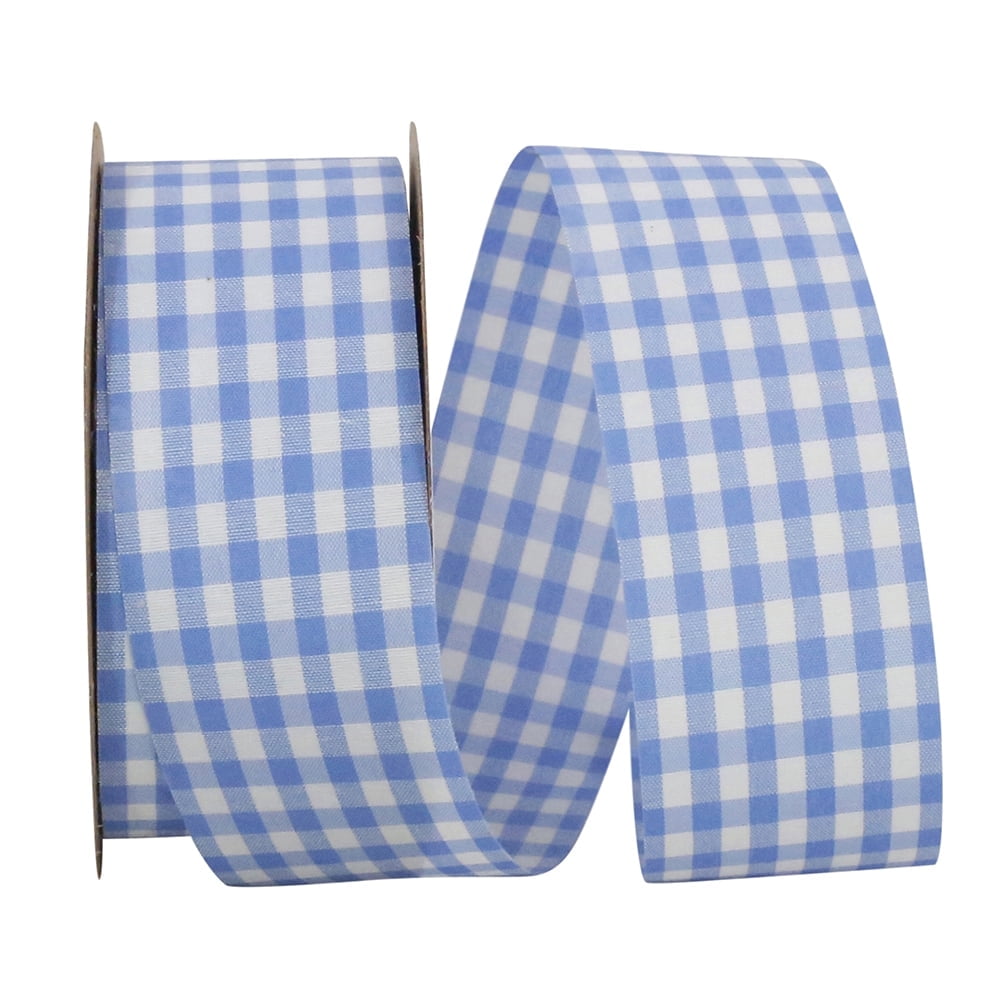 Reliant Ribbon - 7101-053-09J, Gingham Check Ribbon, Blue, 1-3/8 Inch ...