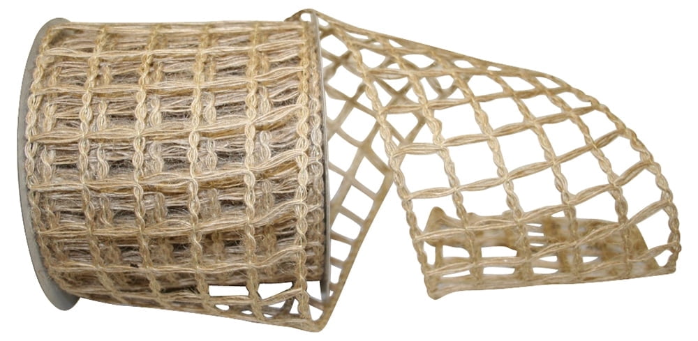 Reliant Ribbon - 90361W-750-10F, Grand Net Jute Wired Edge Ribbon ...