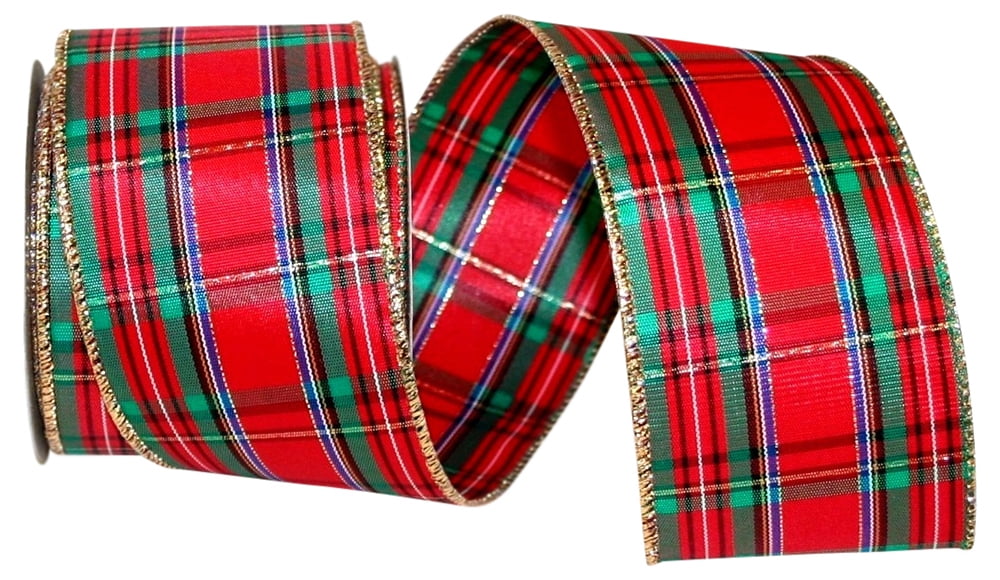 Reliant Ribbon - 9130M-001-40F, Regalia Plaid Wired Edge Ribbon, Multi ...