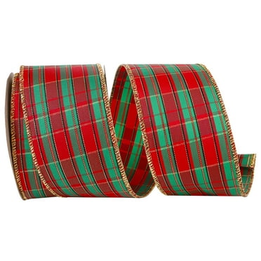Reliant Ribbon - 92301W-001-40F, Renee Plaid Value Wired Edge Ribbon ...