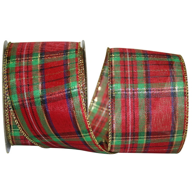 Reliant Ribbon - 92301W-001-40F, Renee Plaid Value Wired Edge Ribbon ...