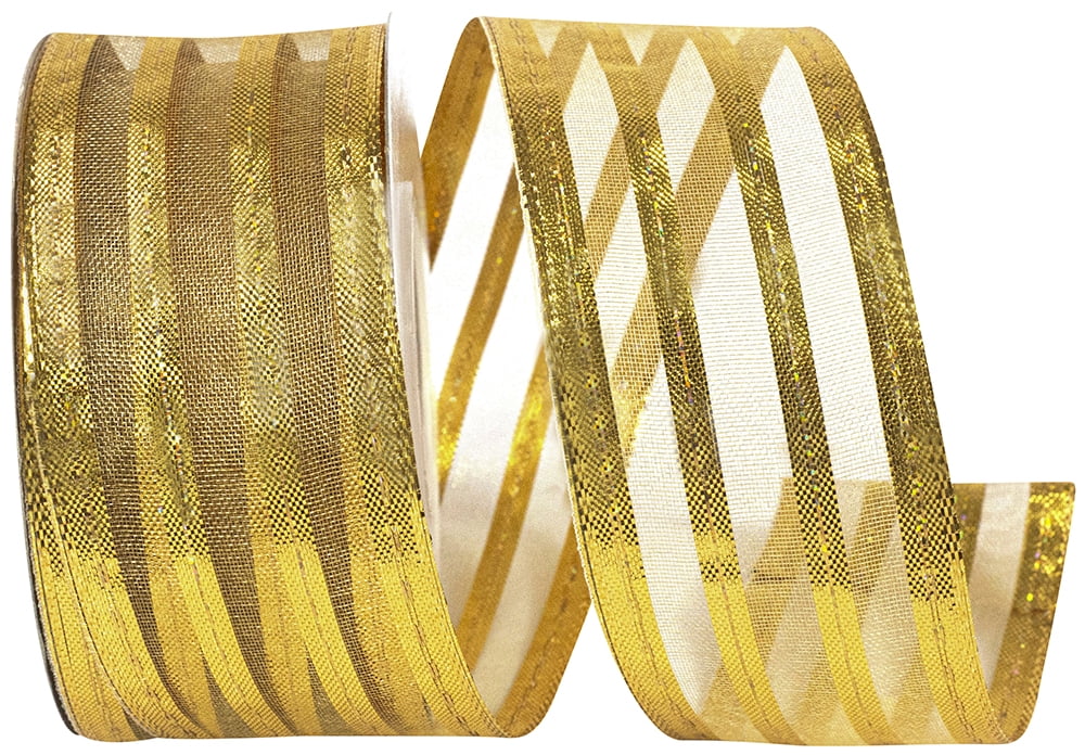 Reliant Ribbon - 92311W-035-09F, Metallic Stripe Value We Ribbon, Gold ...