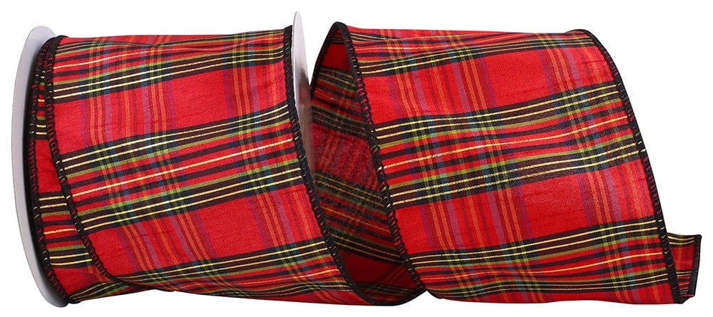 Reliant Ribbon - 92352W-001-10F, Edinburgh Plaid Wired Edge Ribbon ...
