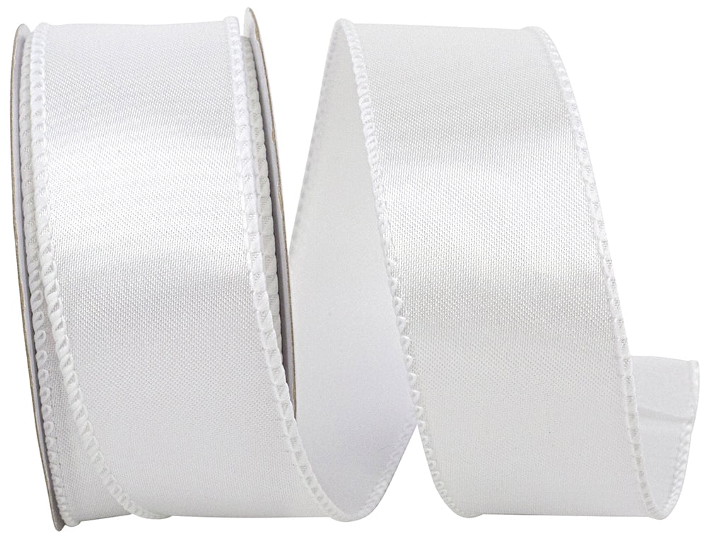 Reliant Ribbon - 92575W-030-09F, Satin Value Wired Edge Ribbon, White ...