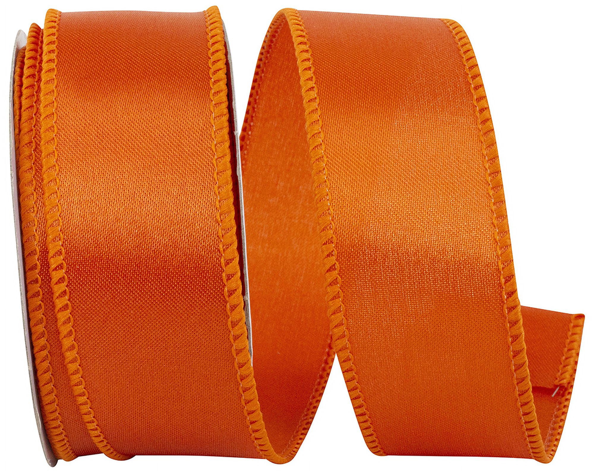 Reliant Ribbon - 92575W-058-09F, Satin Value Wired Edge Ribbon, Orange ...