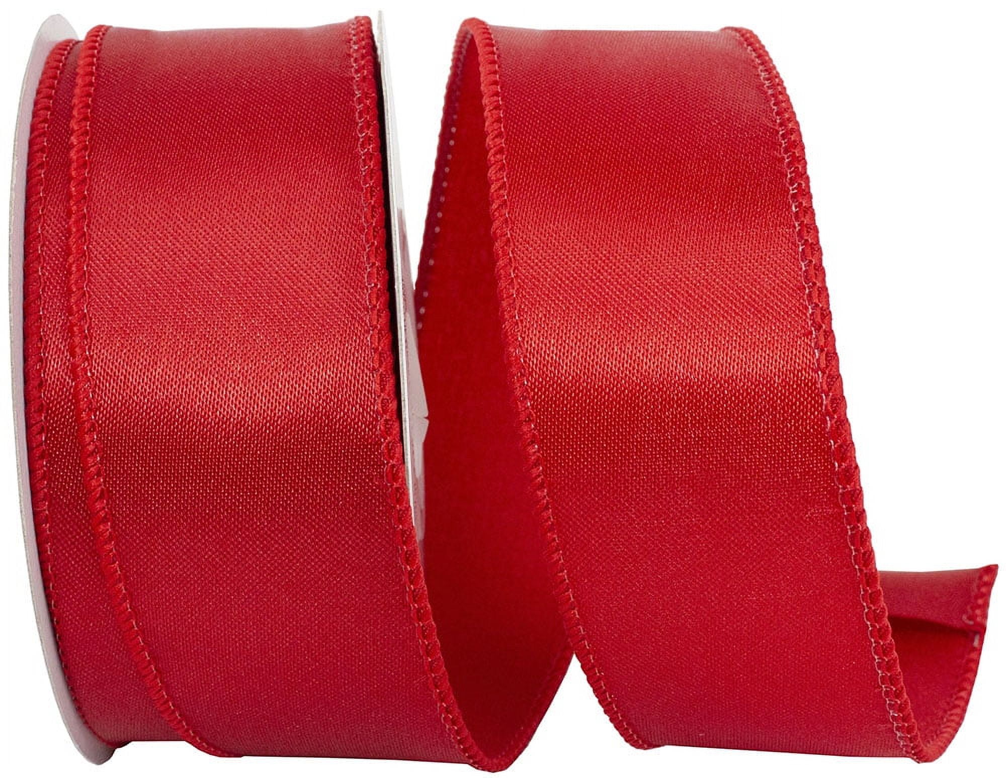 Reliant Ribbon - 92575W-065-09F, Satin Value Wired Edge Ribbon, Red, 1 ...