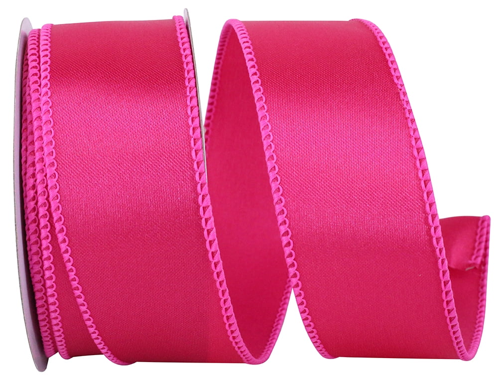 Reliant Ribbon - 92575W-222-09F, Satin Value Wired Edge Ribbon, Fuchsia ...