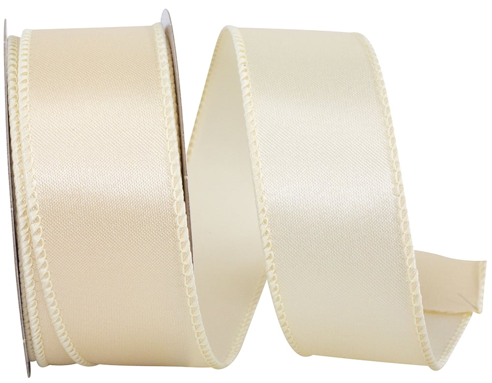 Reliant Ribbon - 92575W-810-09F, Satin Value Wired Edge Ribbon, Ivory ...
