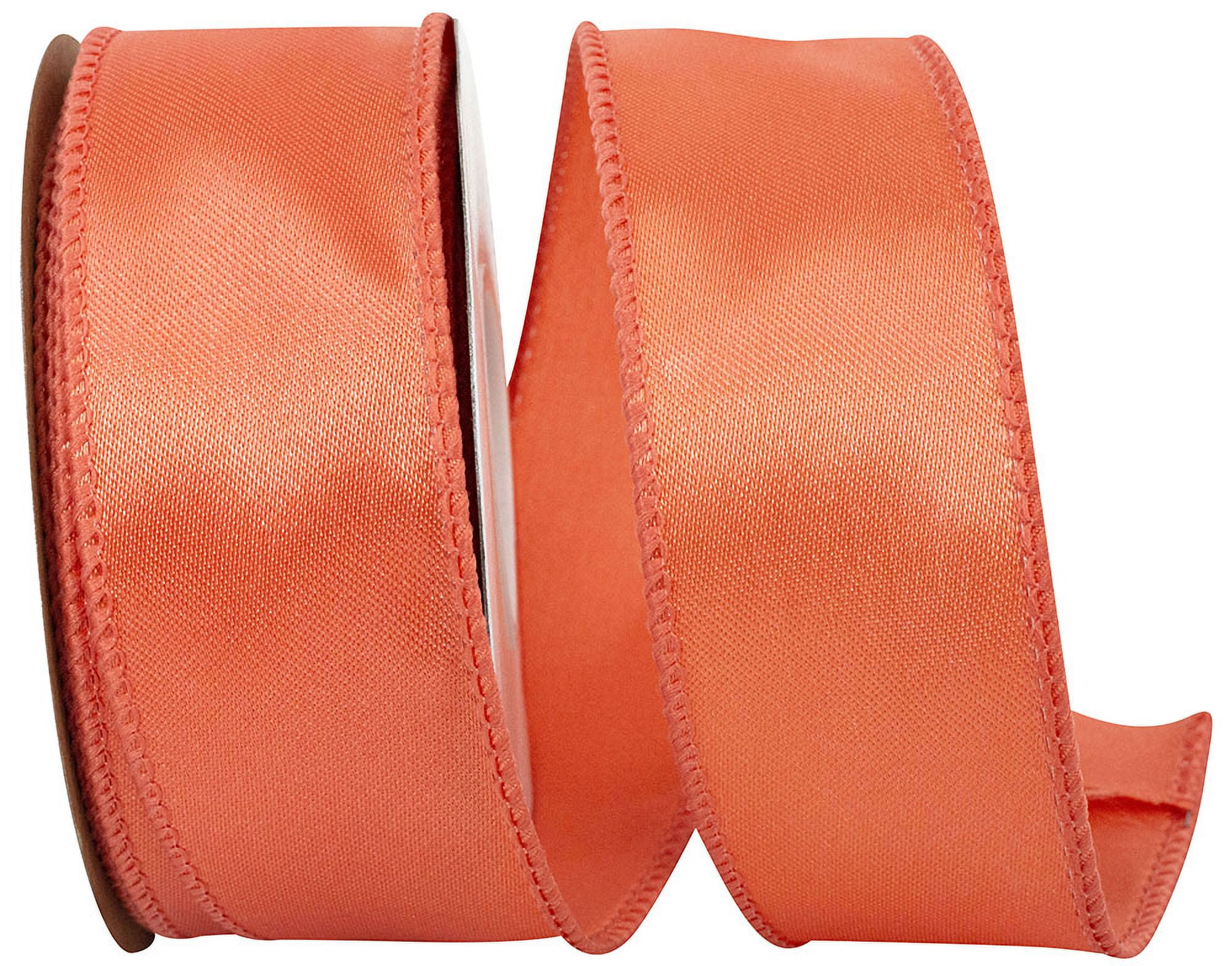 Reliant Ribbon - 92575W-907-09F, Satin Value Wired Edge Ribbon, Coral ...