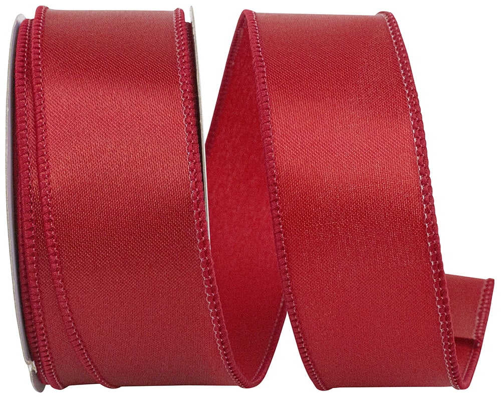 Reliant Ribbon - 92575W-908-09F, Satin Value Wired Edge Ribbon, Scarlet ...