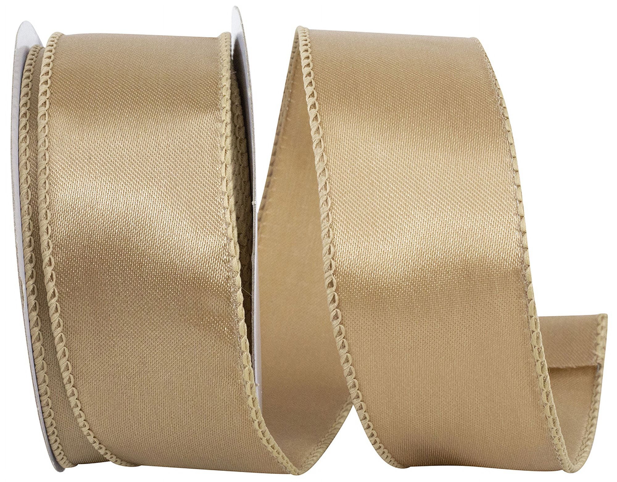 Reliant Ribbon - 92575W-974-09F, Satin Value Wired Edge Ribbon, Antique ...