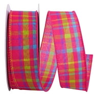 Reliant Ribbon - 93398W-061-09F, Bright Plaid Today Wired Edge Ribbon ...