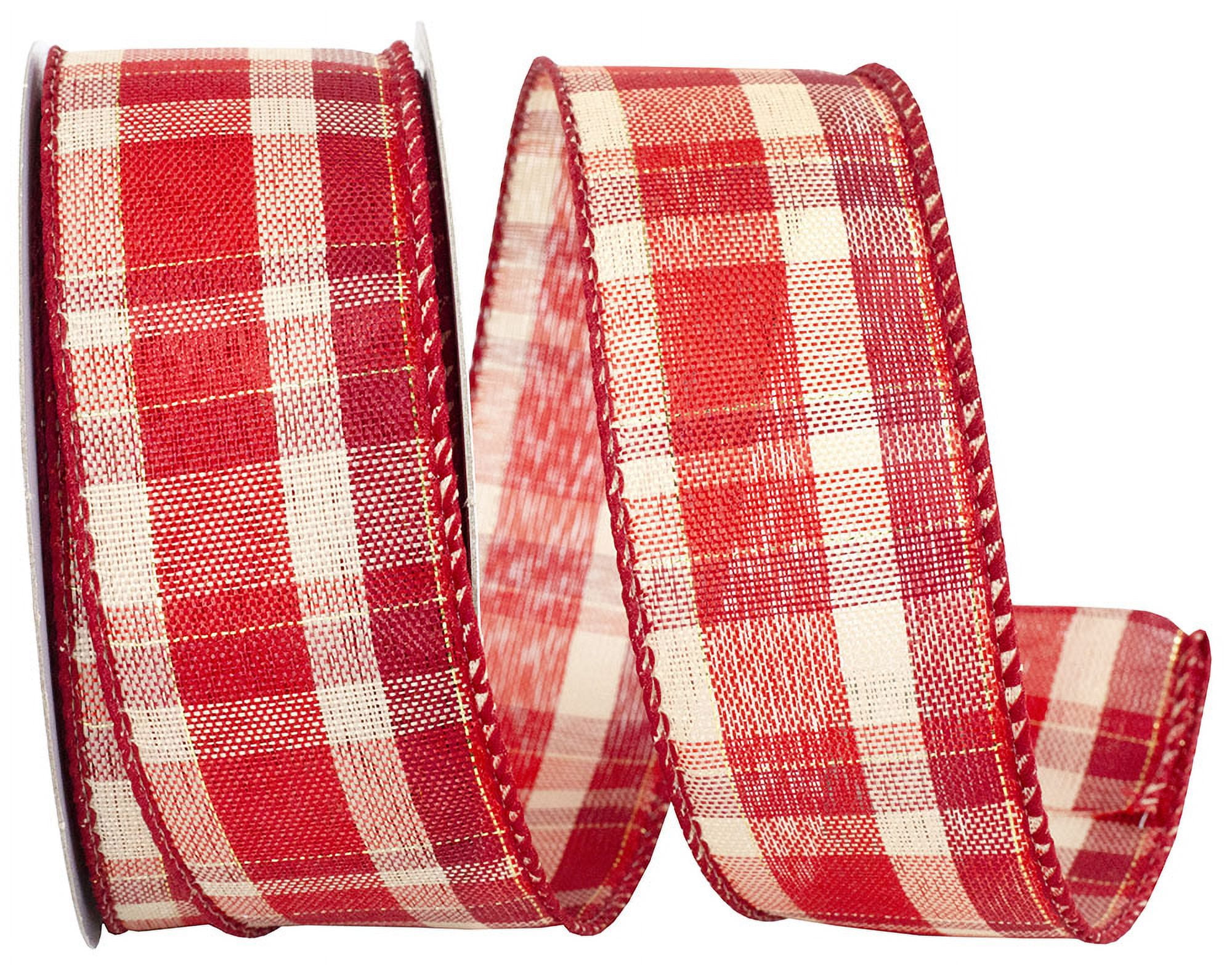 Reliant Ribbon - 92684W-065-09F, Plaid Prime Value Wired Edge Ribbon ...