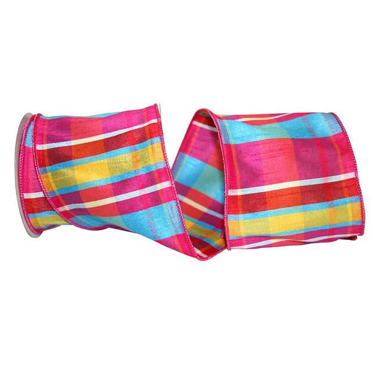 Reliant Ribbon - 92850W-904-10F, Plaid Dupioni Hot Pink Wired Edge ...