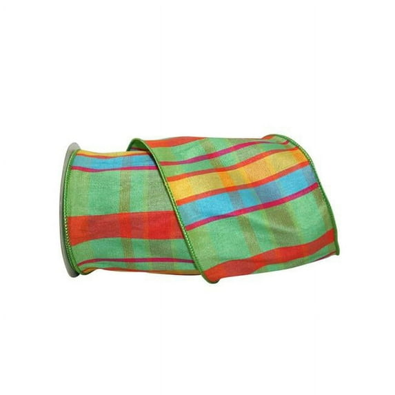 Reliant Ribbon - 92867W-044-10F, Citrus Life Plaid Wired Edge Ribbon ...