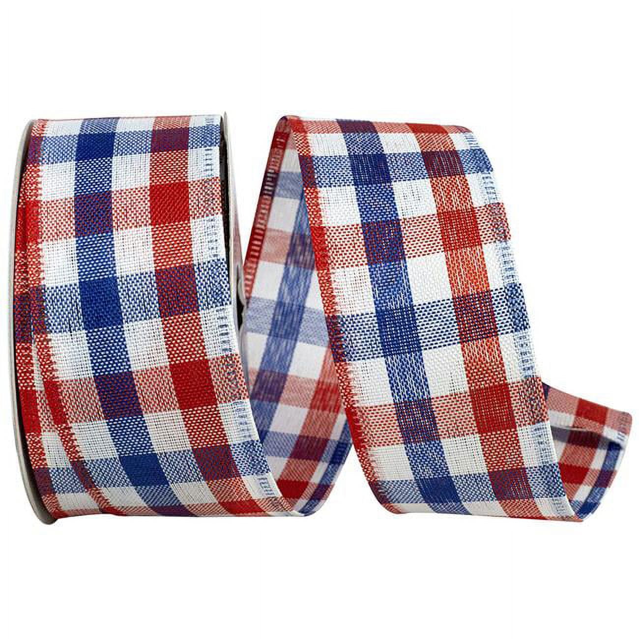 Reliant Ribbon - 92911W-001-09F, Check Americana Wired Edge Rd Ribbon ...