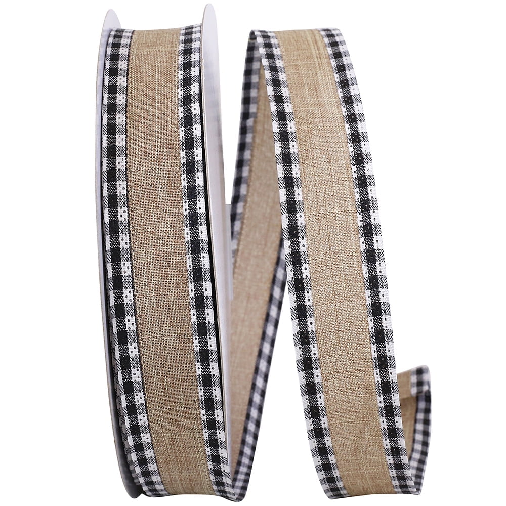 Reliant Ribbon - 92970W-759-09K, Linen Gingham Check Value Wired Edge ...