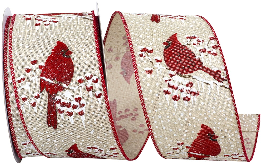 Reliant Ribbon - 93051W-750-40F, Cardinal Snow Linen Wired Edge Ribbon ...