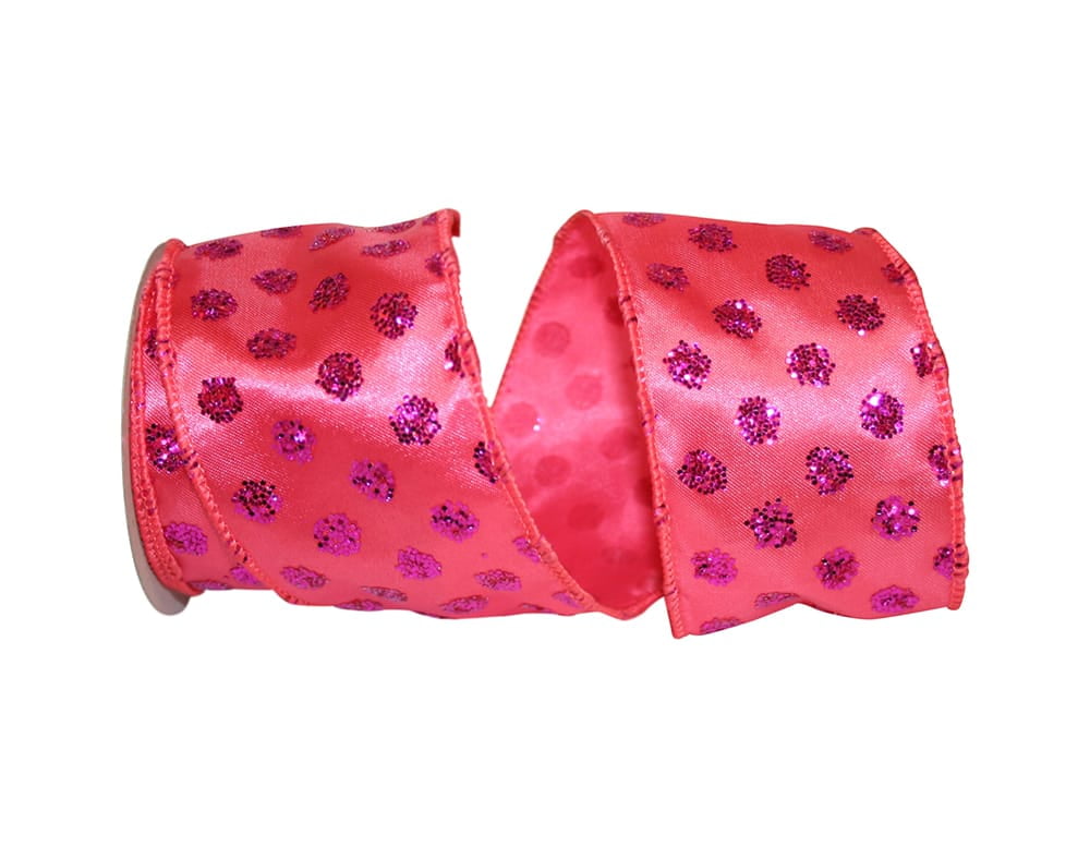 Reliant Ribbon - 93060W-904-40D, Pink Passion Glitter Dots Wired Edge ...