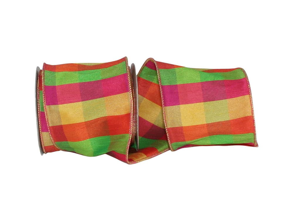 Reliant Ribbon - 93095W-001-10F, Plaid Celine Burst Wired Edge Ribbon ...