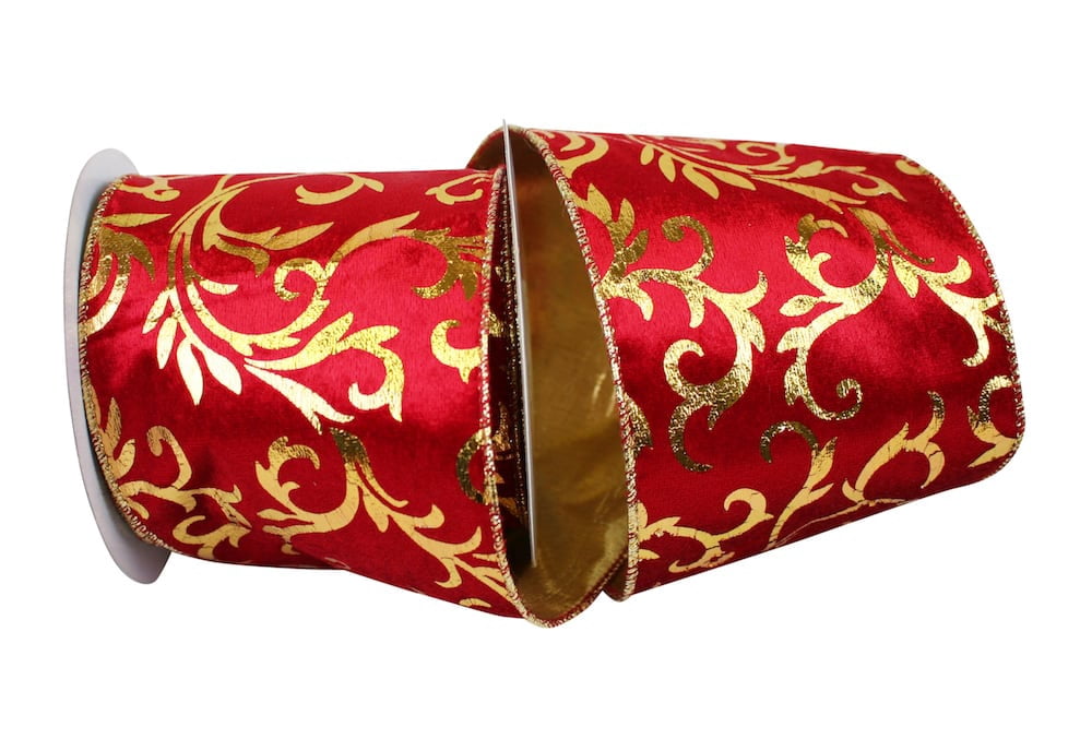 Reliant Ribbon - 93193W-957-10F, Scroll Plush Gold Back Velvet Wire ...