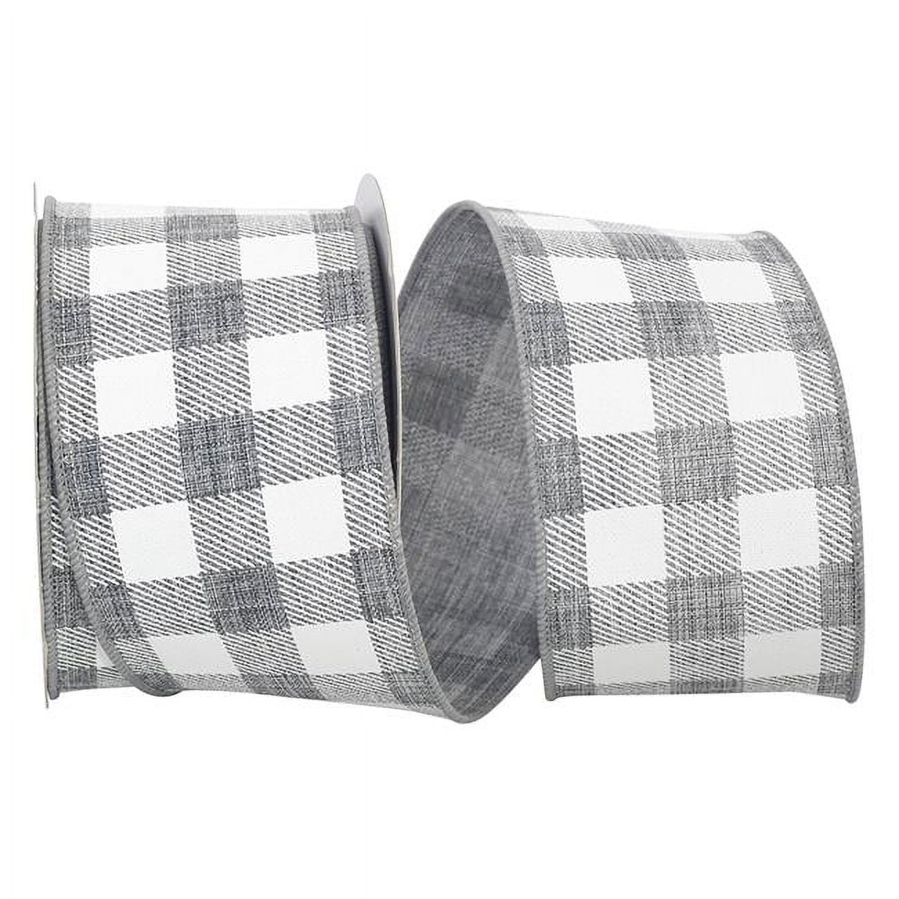Reliant Ribbon - 93220W-900-40F, Gingham Print Linen Wired Edge Ribbon ...