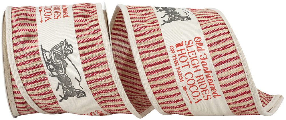 Reliant Ribbon - 93269W-750-10D, Vintage Natural Ticking Wired Edge ...