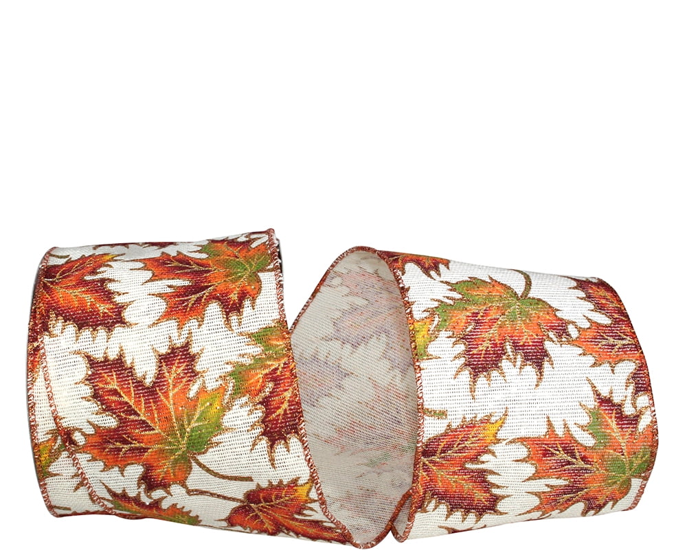 Reliant Ribbon - 93309W-810-10F, Leaf Muslin Glitter Outline Wired Edge ...