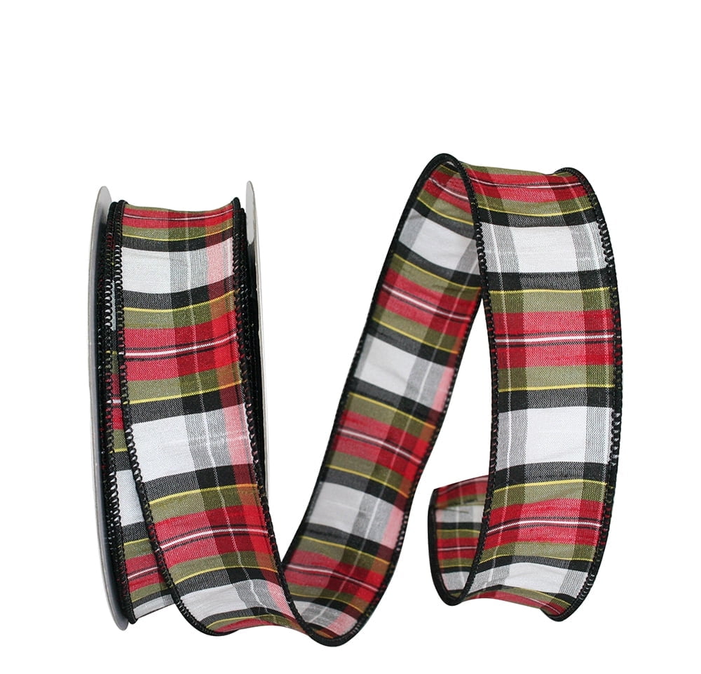 Reliant Ribbon - 93340W-030-09H, Holiday Tradition Dupioni Plaid Wired ...