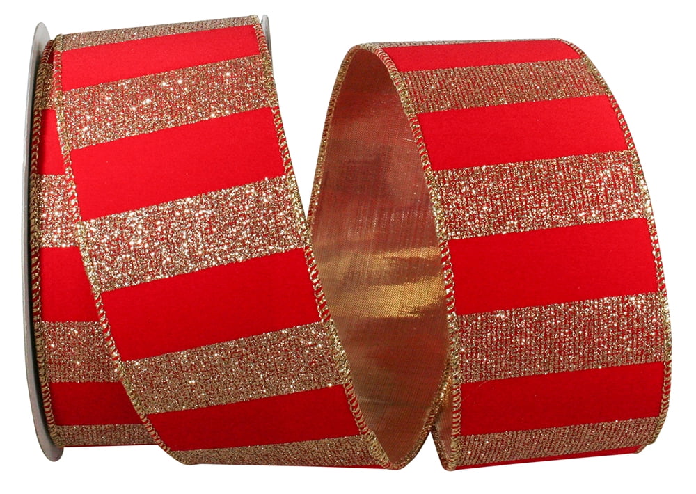 Reliant Ribbon - 93349W-994-40F, Glitter Bars Striped Velvet Gold Back ...