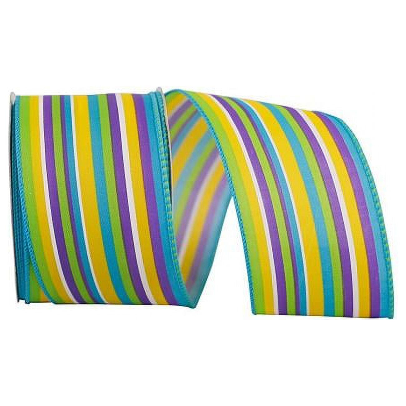 Reliant Ribbon - 93396W-C03-40H, Stripes Bright Combo Wired Edge Ribbon ...