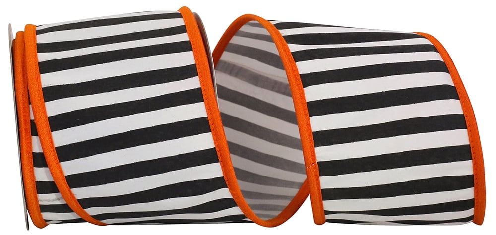 Reliant Ribbon - 93433W-984-10F, Railroad Striped Deluxe Folded Orange ...