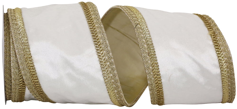 Reliant Ribbon - 93442W-980-10D, Plush Velvet Gold Trim Edge Wired Edge ...