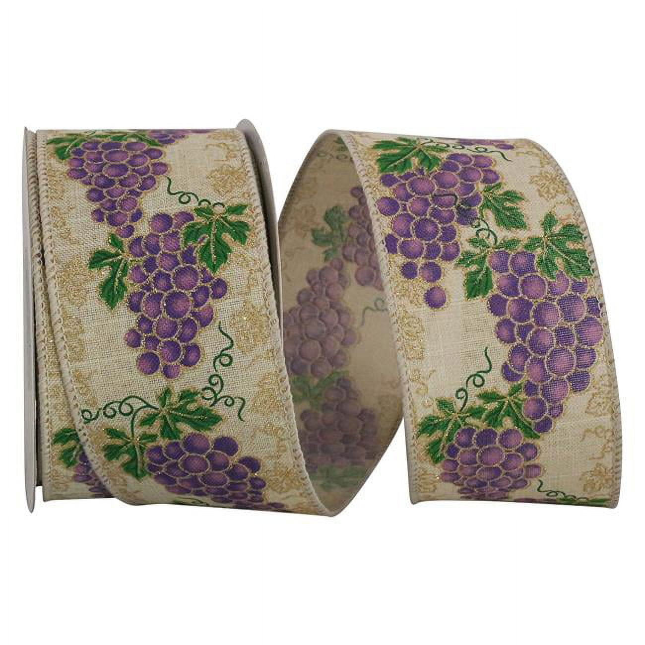 Reliant Ribbon 93548W-750-40F 20.5 in. 10 Yards Grapes And Vines Linen ...