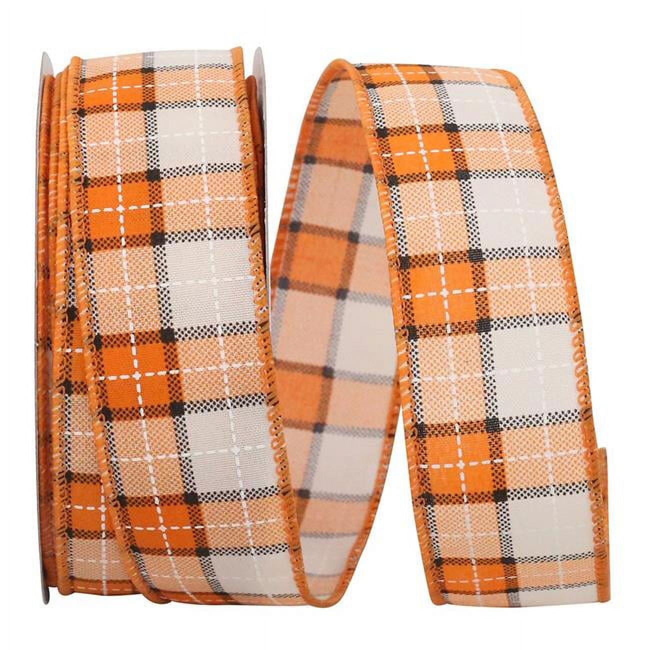 Reliant Ribbon - 93579W-701-09H, Plaid Print Stitch Tones Wired Edge ...