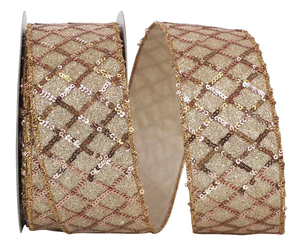 Reliant Ribbon - 93591W-699-40F, Sequin Glimmer Lattice Deluxe Wired ...