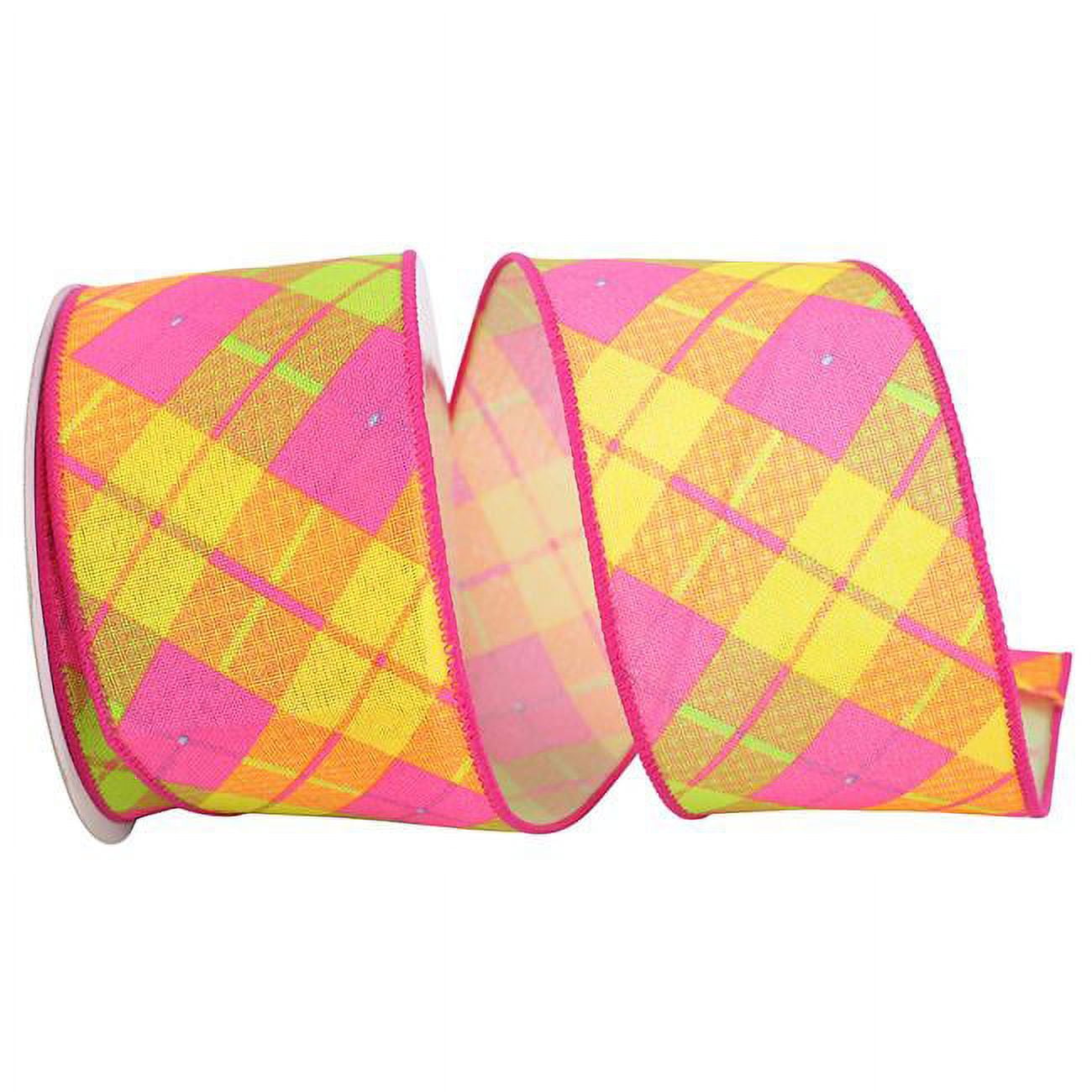 Reliant Ribbon 93642W-001-40F 20.5 in. 10 Yards RD Diagonal Plaid ...