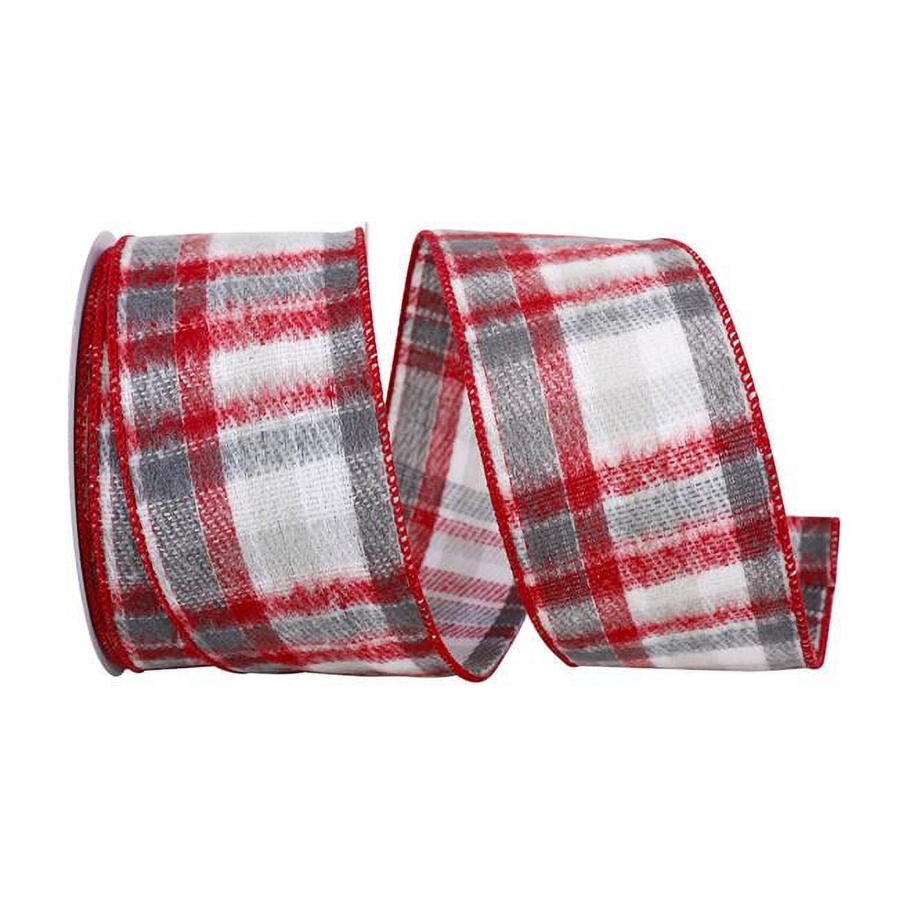 Reliant Ribbon 93662W-942-40F 2.5 in. 10 Yards Columbus Flannel Plaid ...