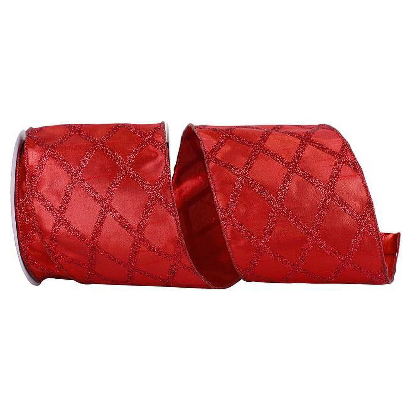 Reliant Ribbon 93688W-065-10F 4 in. 10 Yards Glitter Diamond Lattice ...