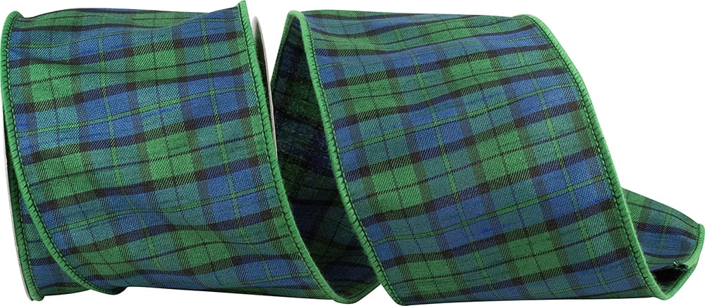 Reliant Ribbon - 94084W-319-10F, Black Watch Tartan Plaid Wired Edge ...