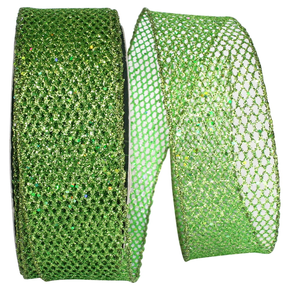 Reliant Ribbon - 97713W-510-40J, Grand Net Glitter Wired Edge Ribbon ...