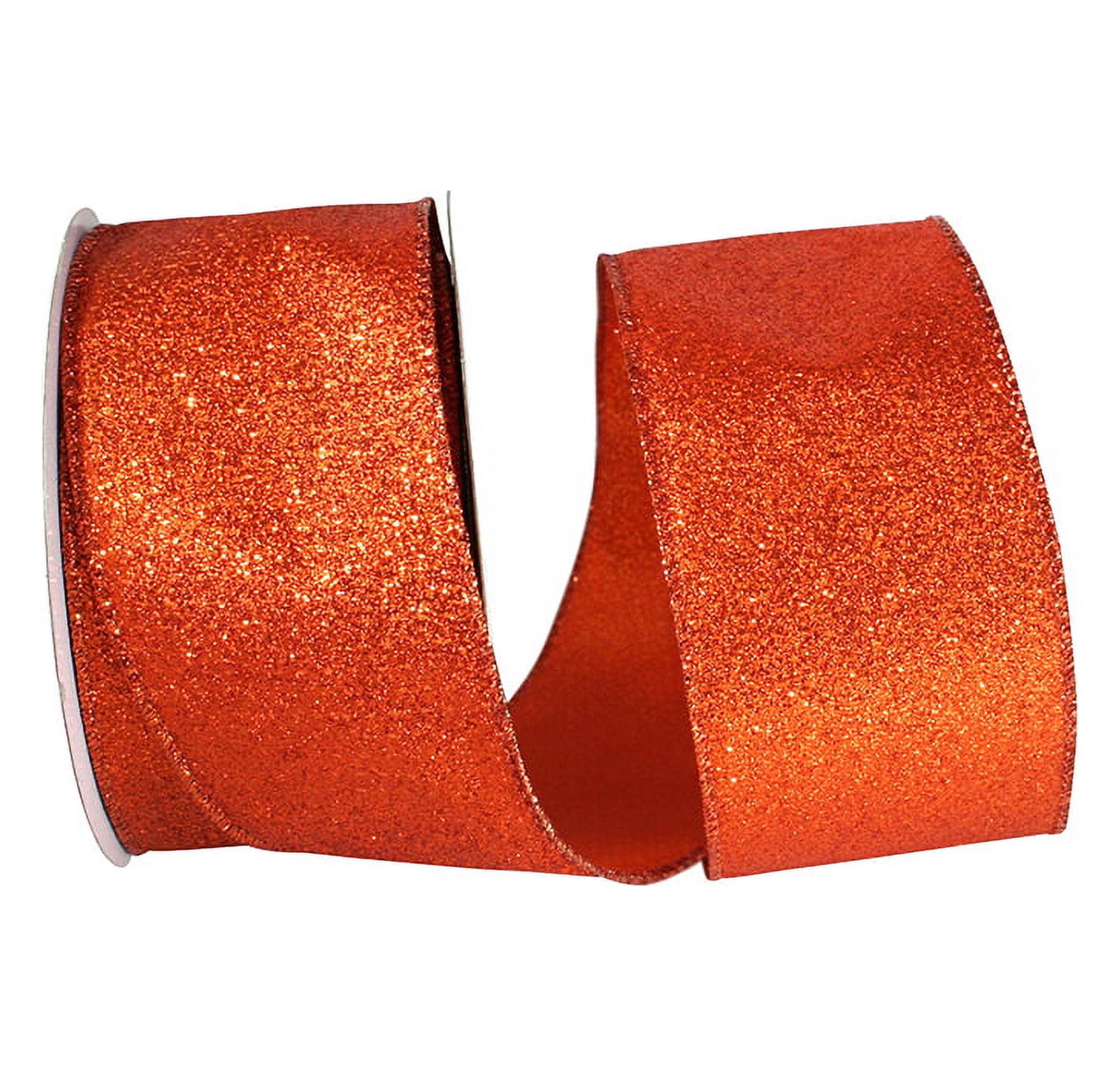 Reliant Ribbon - 97896W-058-40F, Glitter Lame Wired Edge Ribbon, Orange ...