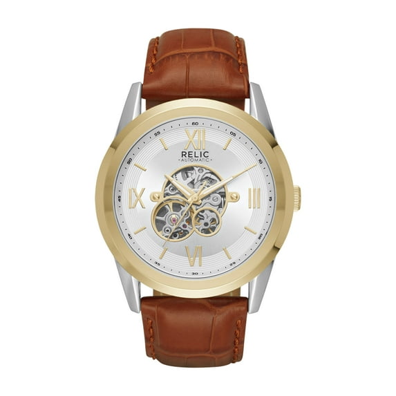 Relic By Fossil Men's Blaine Automatic Skeleton Watch with Leather Band ...