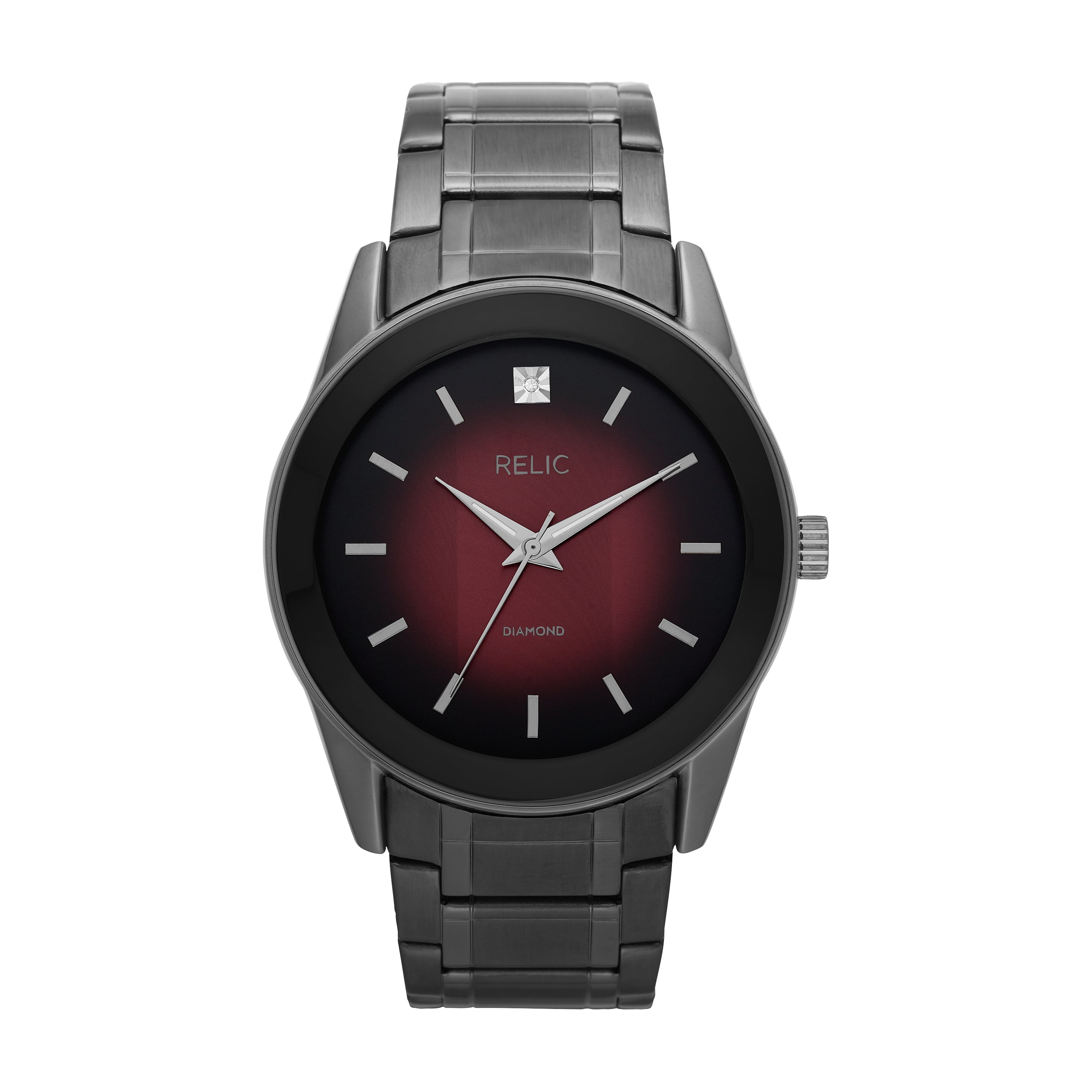 Relic By Fossil Rylan Mens Diamond Accent Gray Stainless Steel Watch ...