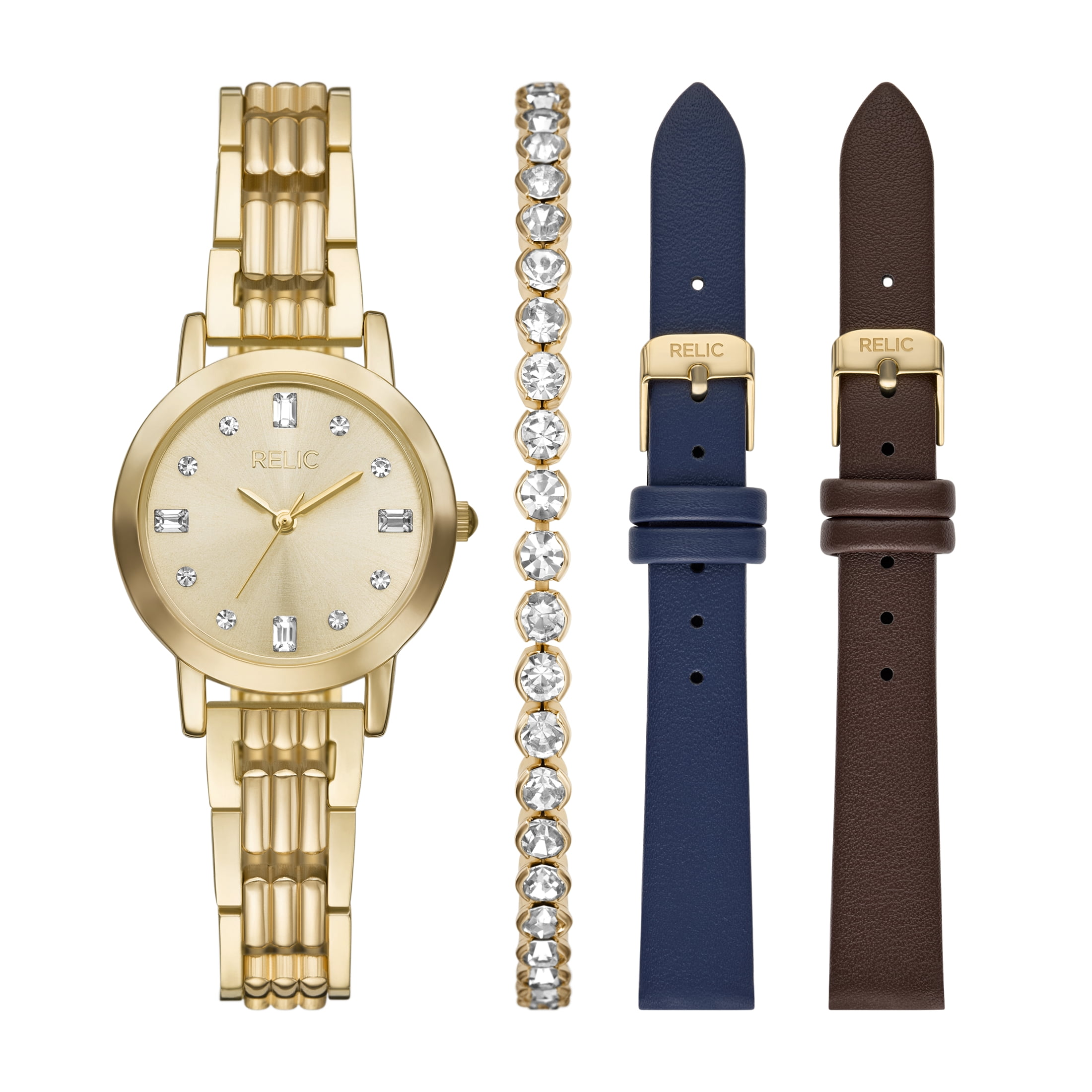 Relic by Fossil Women's Interchangeable Set Three-Hand, Gold-Tone Alloy ...