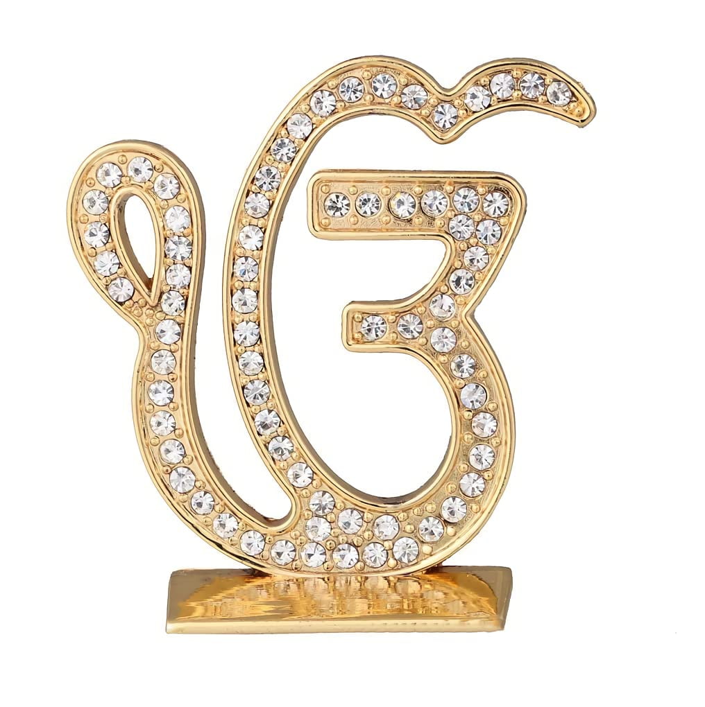 Relicon Sikh Religious Symbol Ek Onkar Idol | Ik Onkar (Design-58) Gold Metal Statue For Car ...