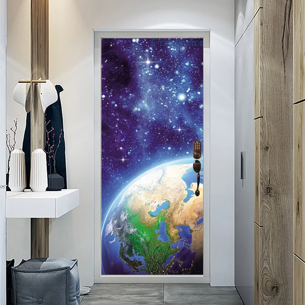 Relief Beach Sea Self-adhesive 3D Door Sticker Wallpaper House Door ...