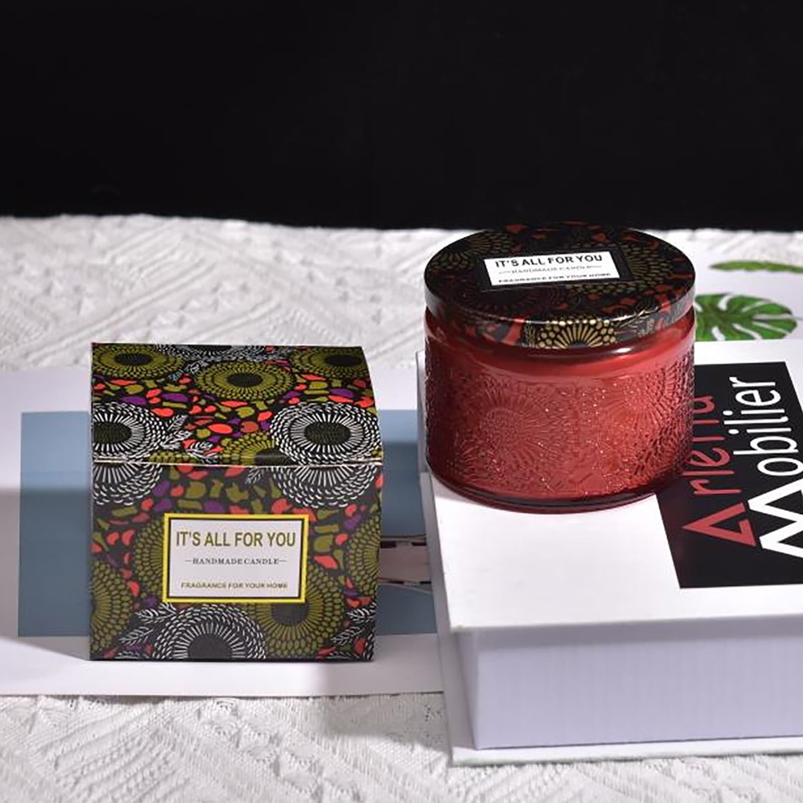 Relief Glass Candles * 2 Cans+Packaging Box * 2 Pieces 2 PSC Mixture Of ...