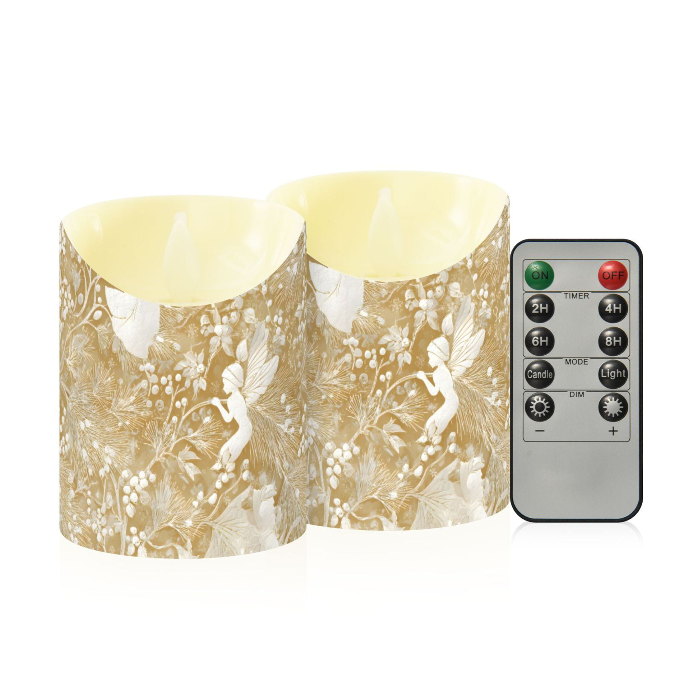 Relief Pattern Flameless Candles 2 PCS with Remote Realistic Moving ...