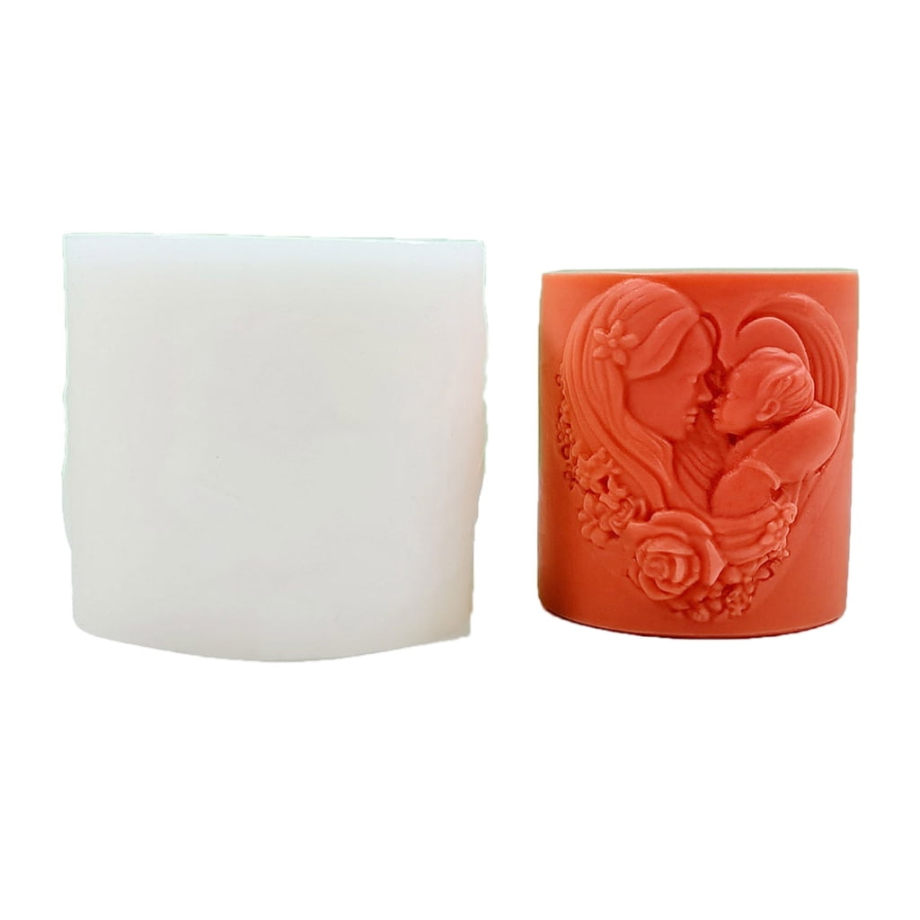 Relief Sculpture Cylinder Mold Mom and Baby Candle Silicone Mold Table ...
